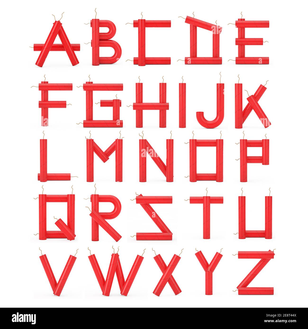 Letters Set as Dynamite Sticks Alphabet Collection on a white ...