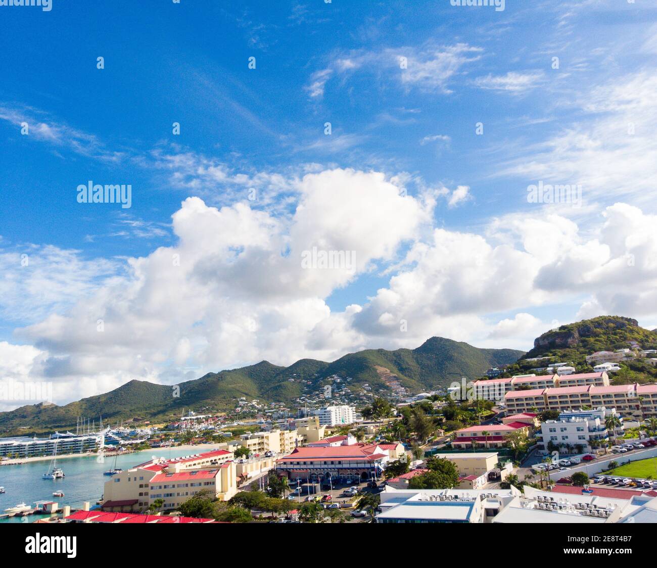 The Caribbean island of St.Maarten landscape and Cityscape. The French ...