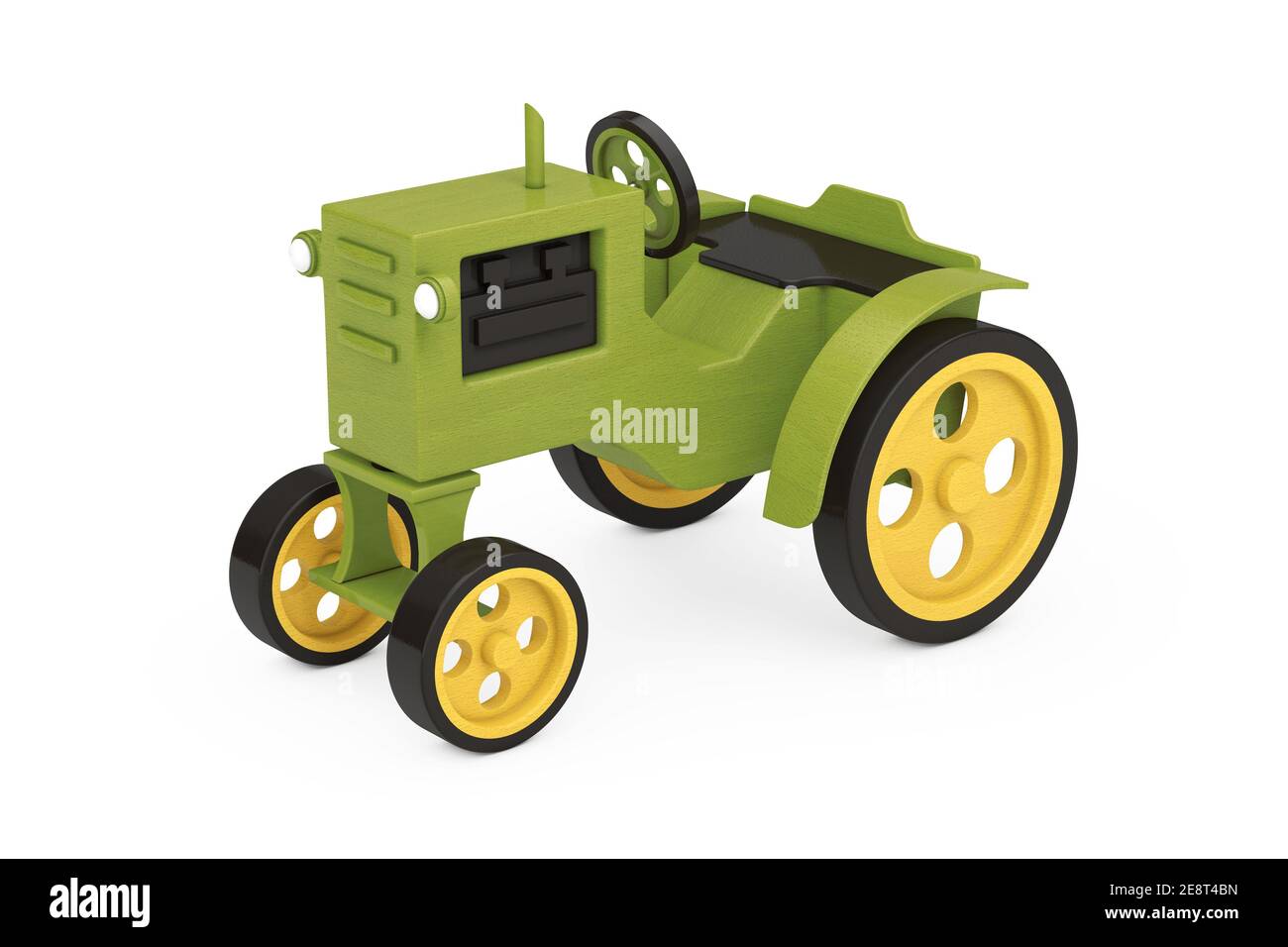 Wooden Toy Tractor on a white background. 3d Rendering Stock Photo - Alamy