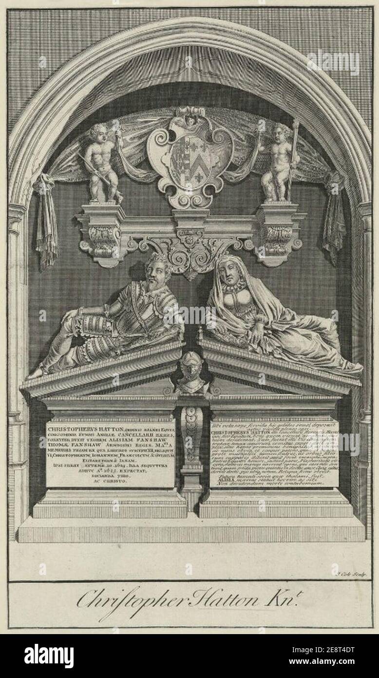 Monument to Sir Christopher Hatton and Alice Hatton ne Fanshawe Stock ...