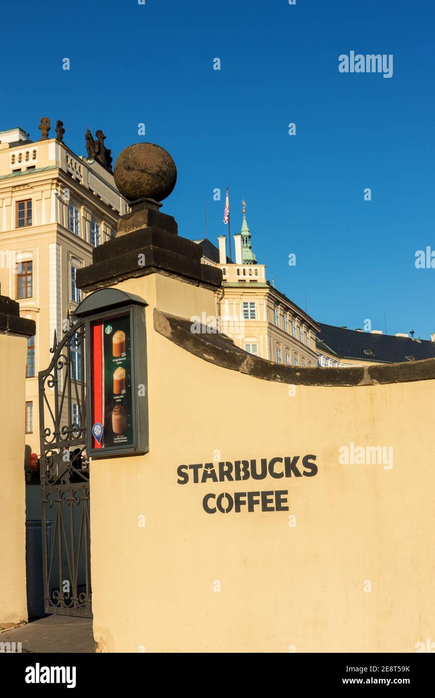 Starbucks Coffee branch in the close neighborhood of Prague Castle at ...
