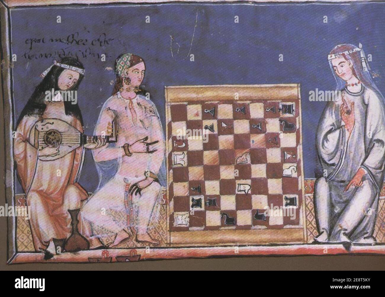 Moorish women playing chess, European woman playing lute Stock Photo ...