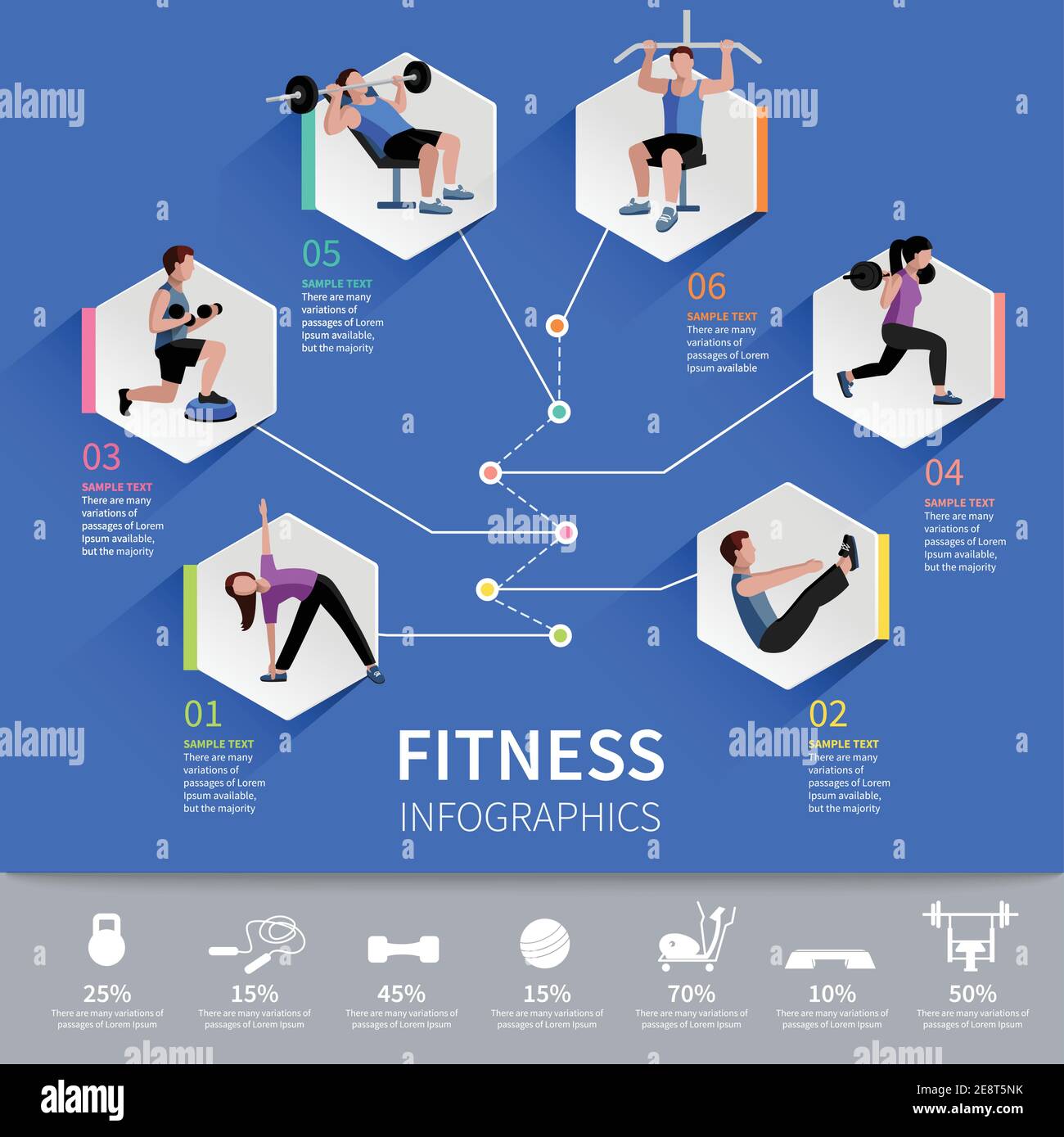 Fitness aerobic and muscle strength development program hexagon ...