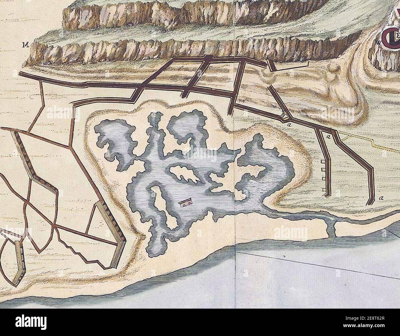 Morass and Spanish trenches, Gibraltar 1704 Stock Photo - Alamy