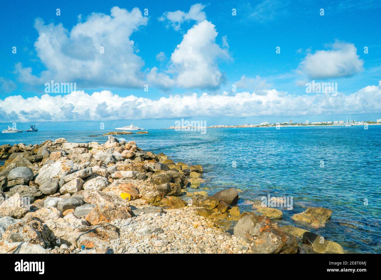 The Caribbean island of St.Maarten landscape and Cityscape. The Dutch ...