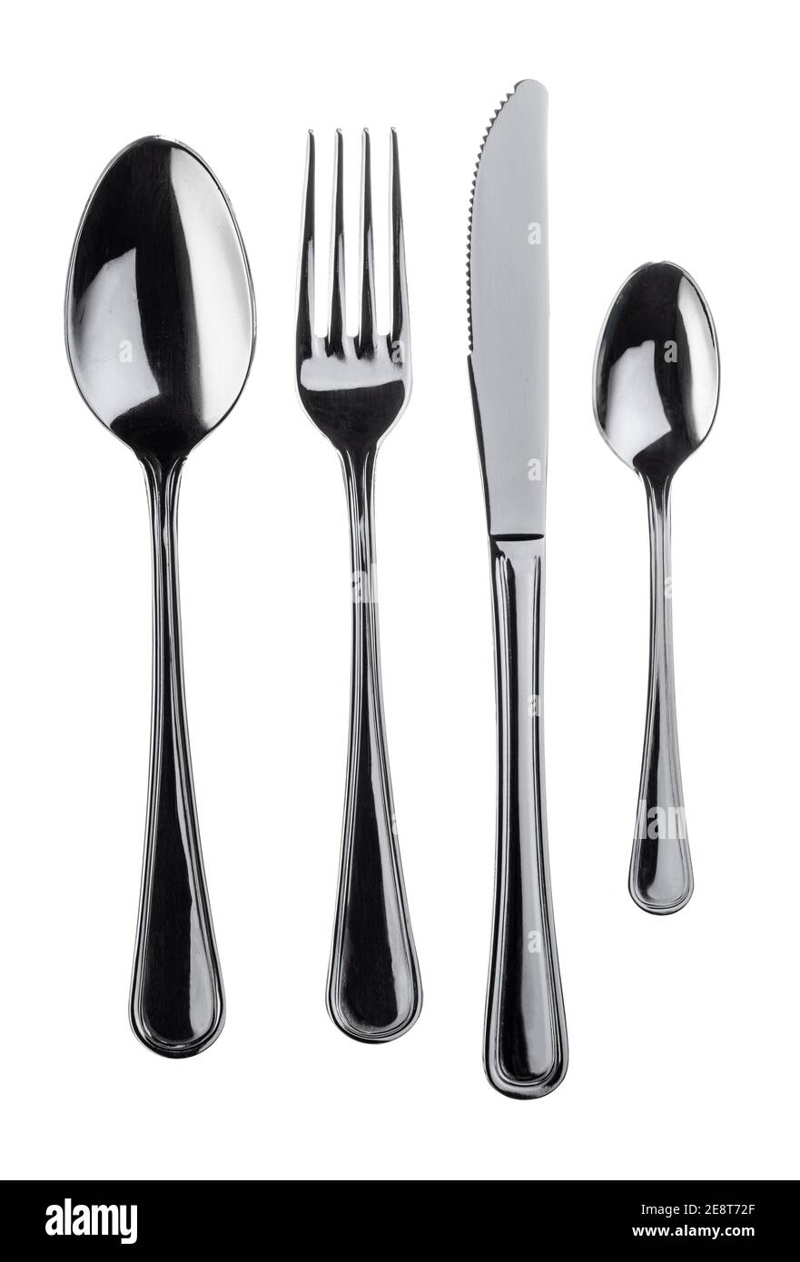 Set of silverware isolated on white background Stock Photo - Alamy