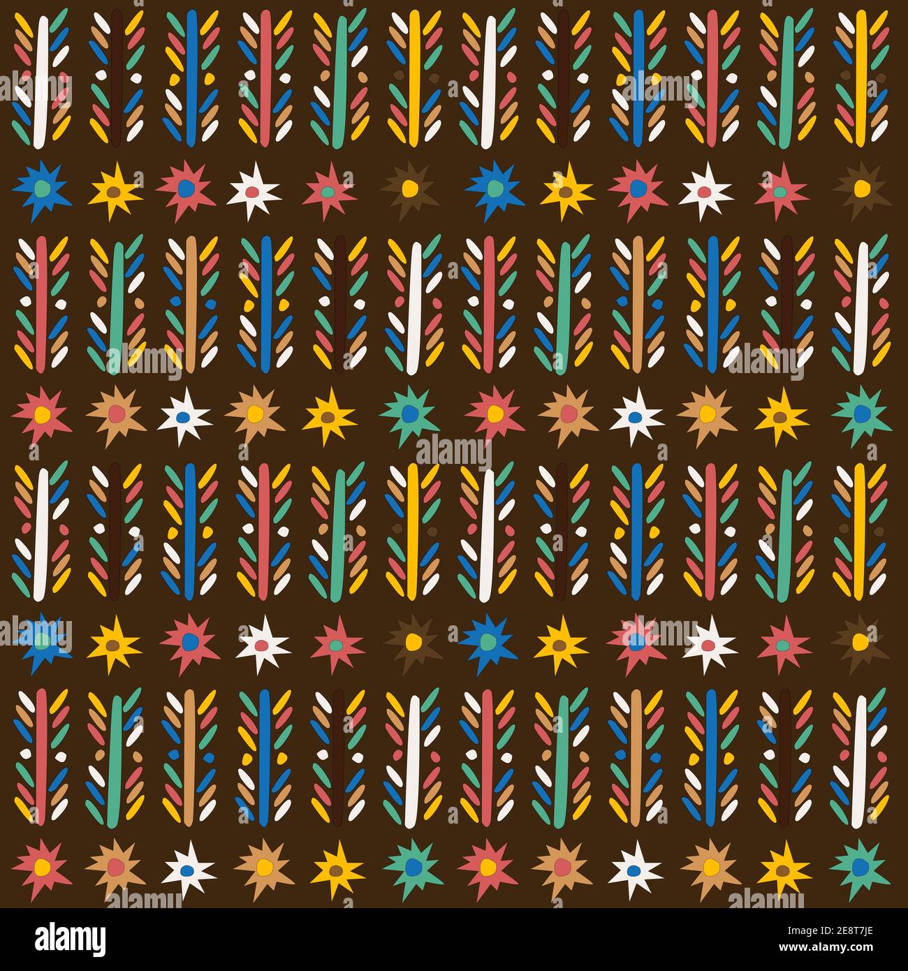 African seamless background with flowers, stripes and stars Stock ...