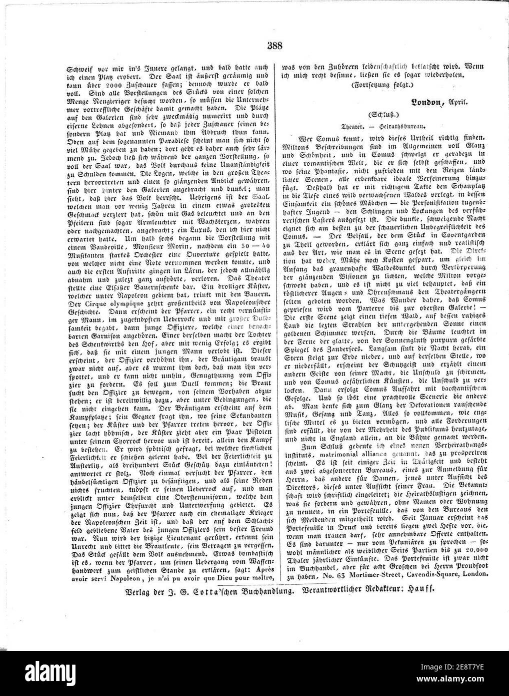 Morgenblatt fuer gebildete Leser 1842 388 Stock Photo - Alamy