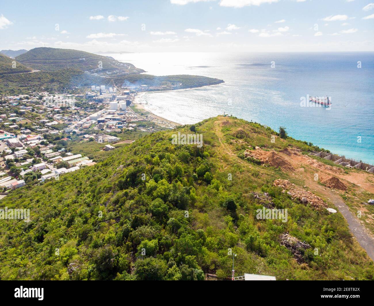 The Caribbean island of Dutch and French St Maarten landscape and ...