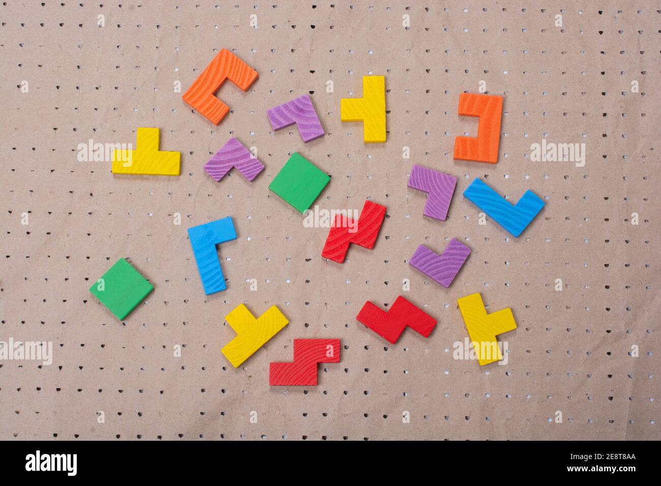 Concept of creative logical thinking. Different colorful wooden blocks ...