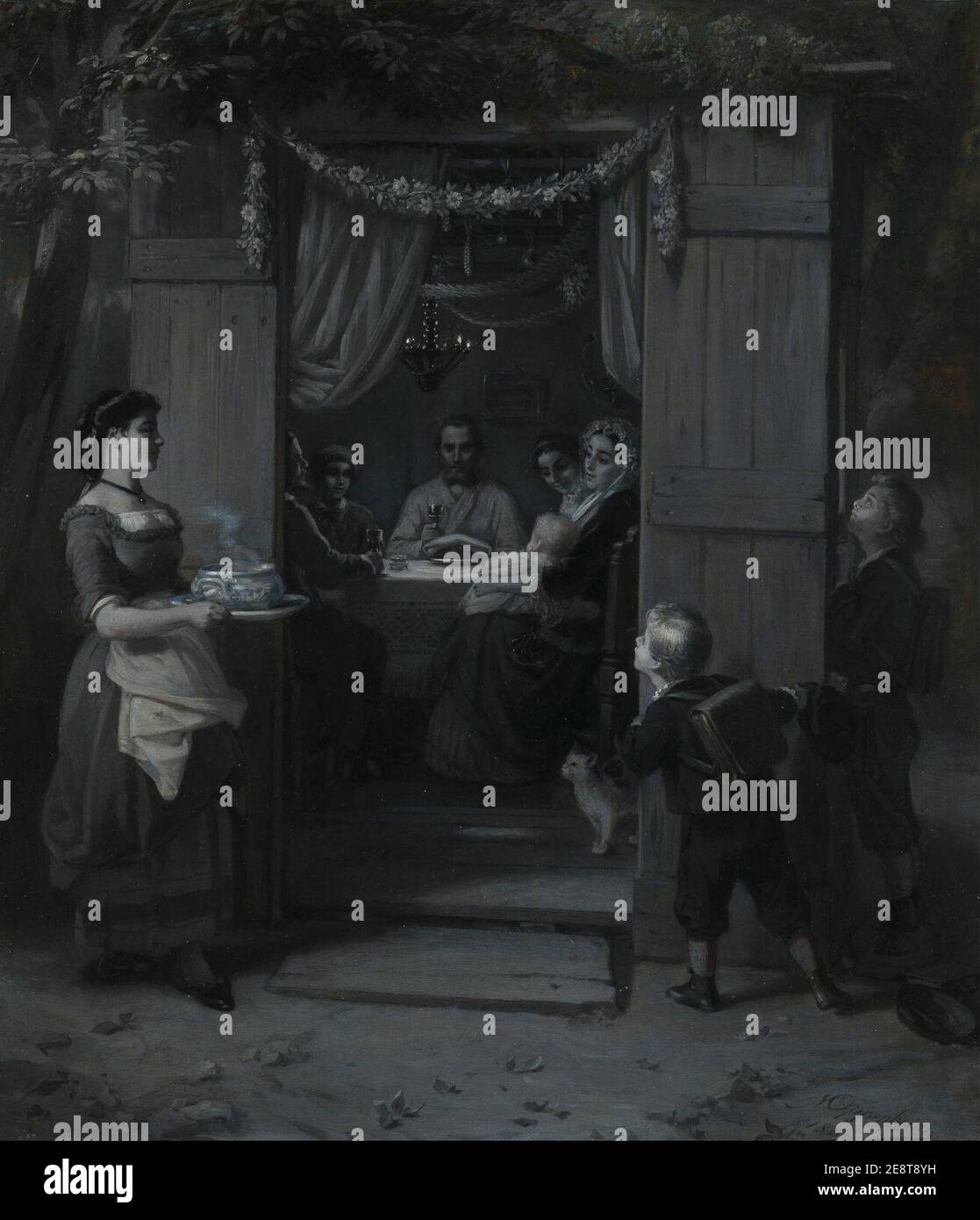 Moritz Daniel Oppenheim - Sukkot (Feast of Tabernacles) (Das Laubhütten ...