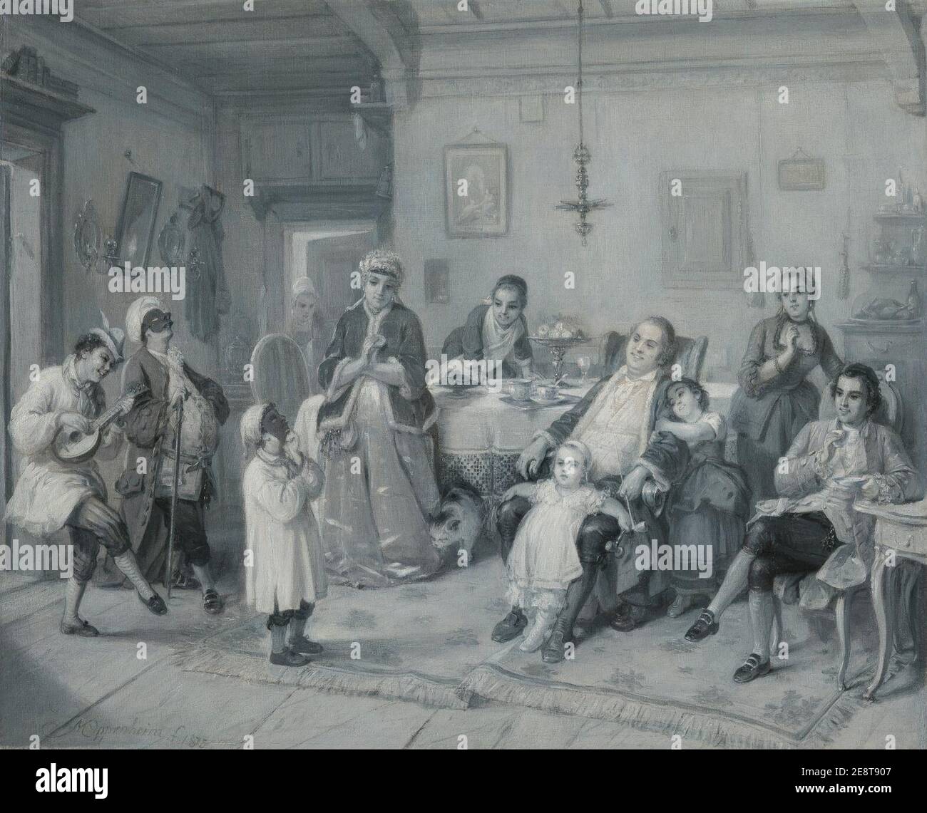 Moritz Daniel Oppenheim - Purim (Feast of Esther) (Das Purim-Fest Stock ...