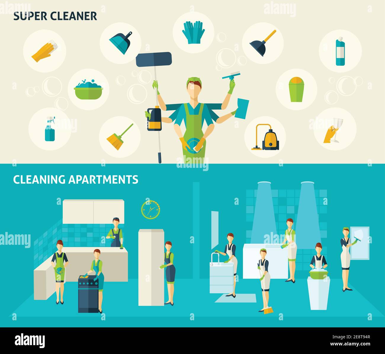 Cleaning apartments Stock Vector Images - Alamy