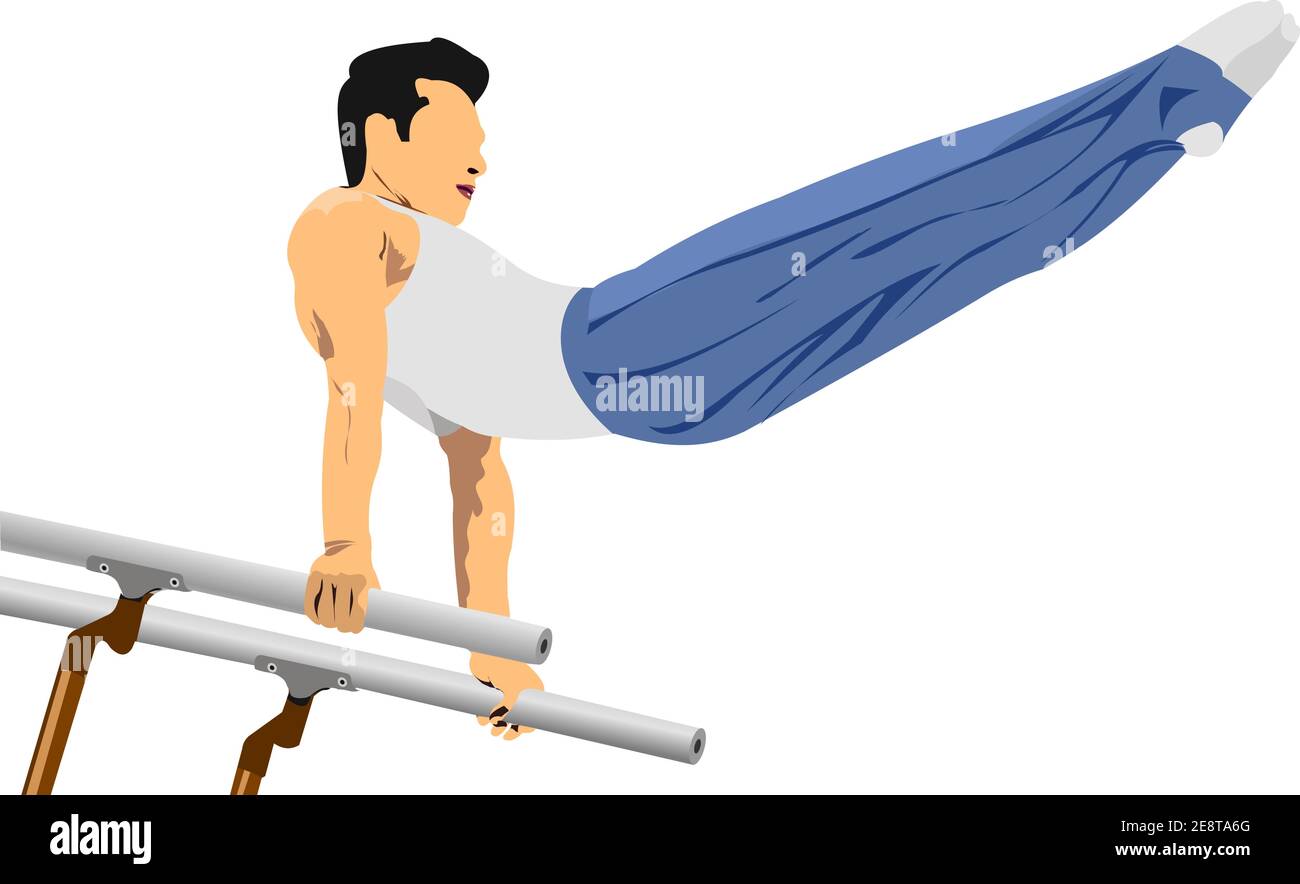 Gymnastics on parallel bars. 3d vector illustration Stock Vector Image ...