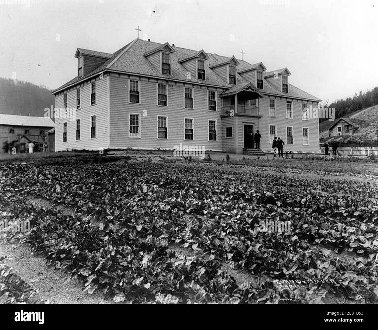 Mission school building and garden at Holy Cross, Alaska Stock Photo ...