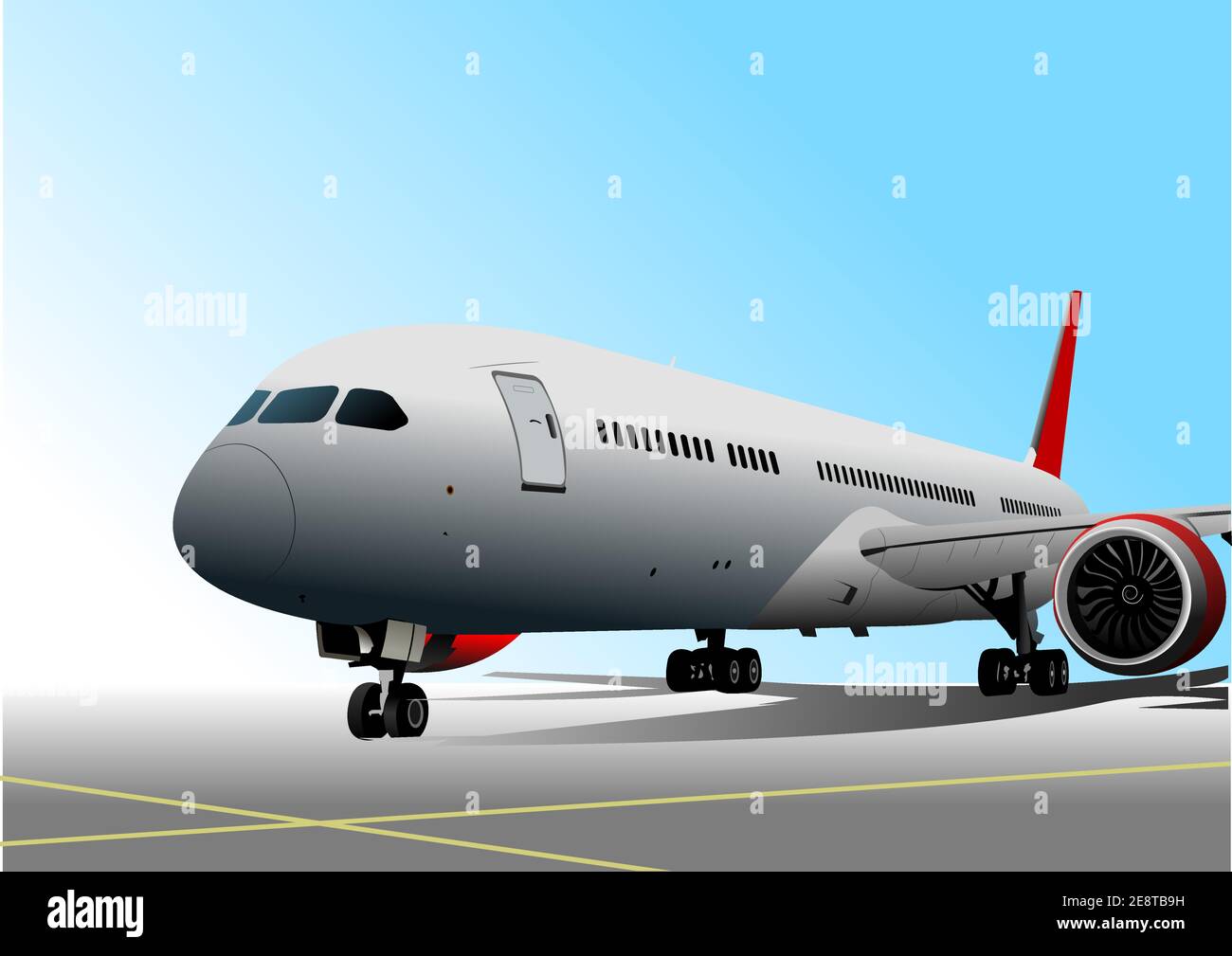 Airplane on the airfield vector 3d Stock Vector Images - Alamy