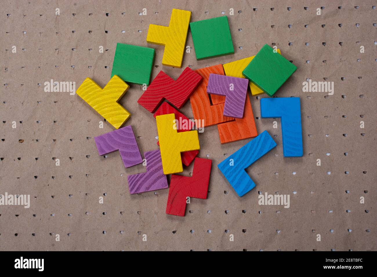 Concept of creative logical thinking. Different colorful wooden blocks ...