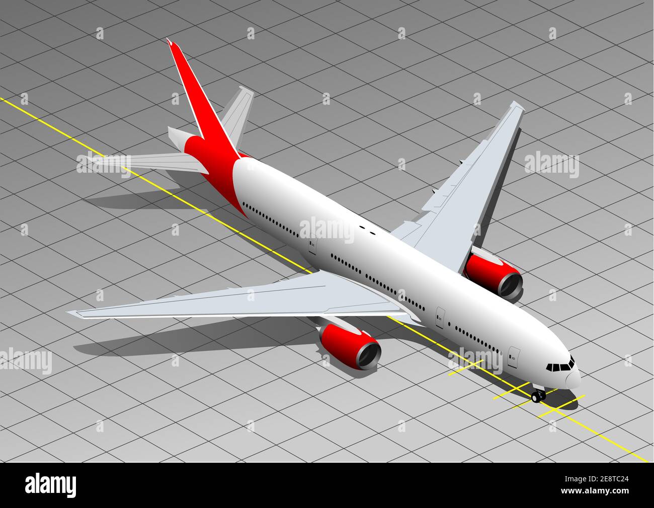 Airplane on the airfield. Vector 3d illustration Stock Vector Image ...
