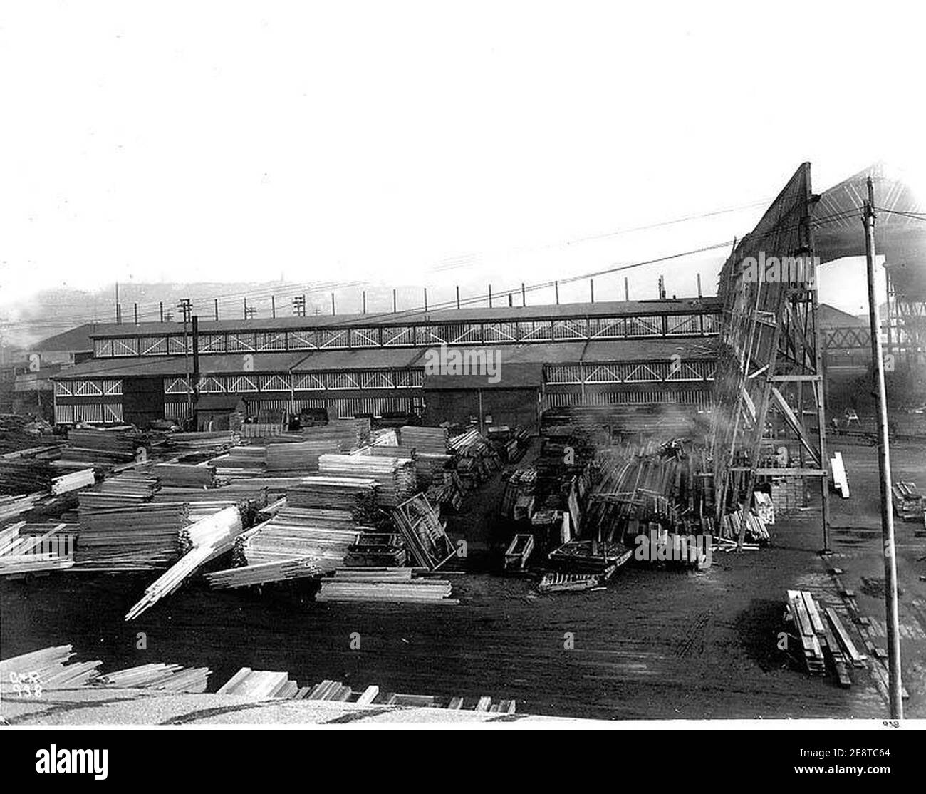 Moran Brothers Shipyard, Seattle, showing machine shop and battleship ...
