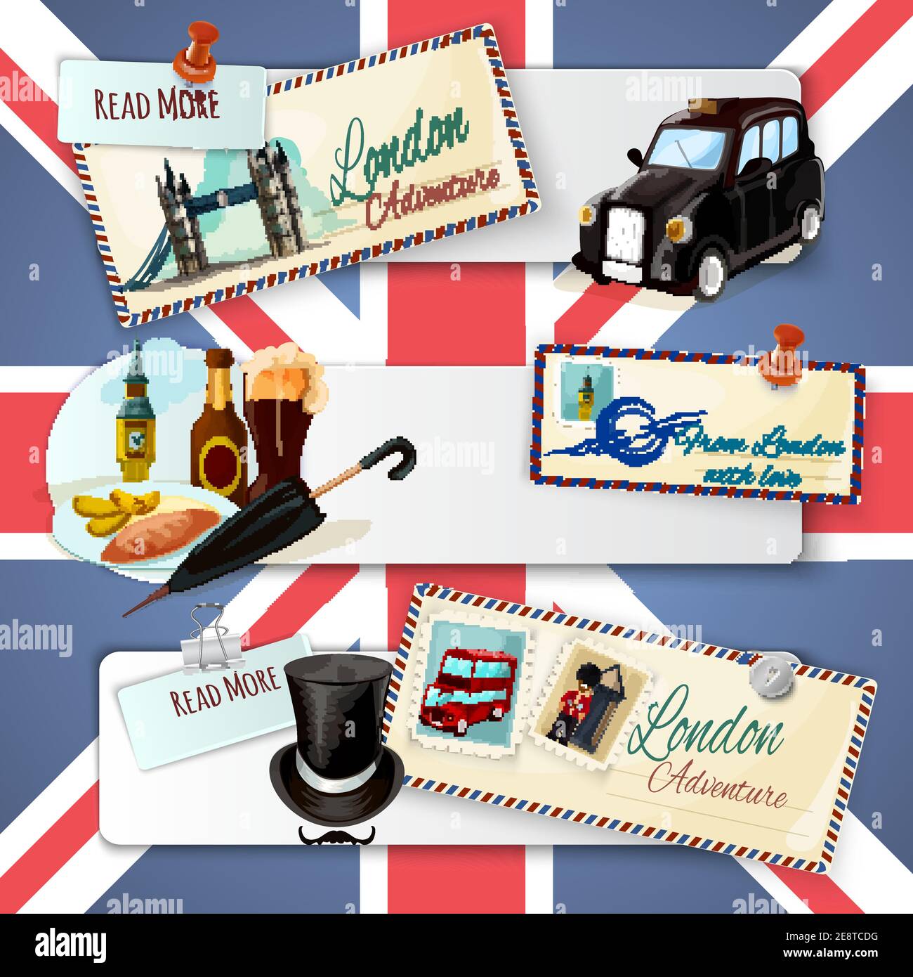 London horizontal banner set with transport architecture cartoon ...