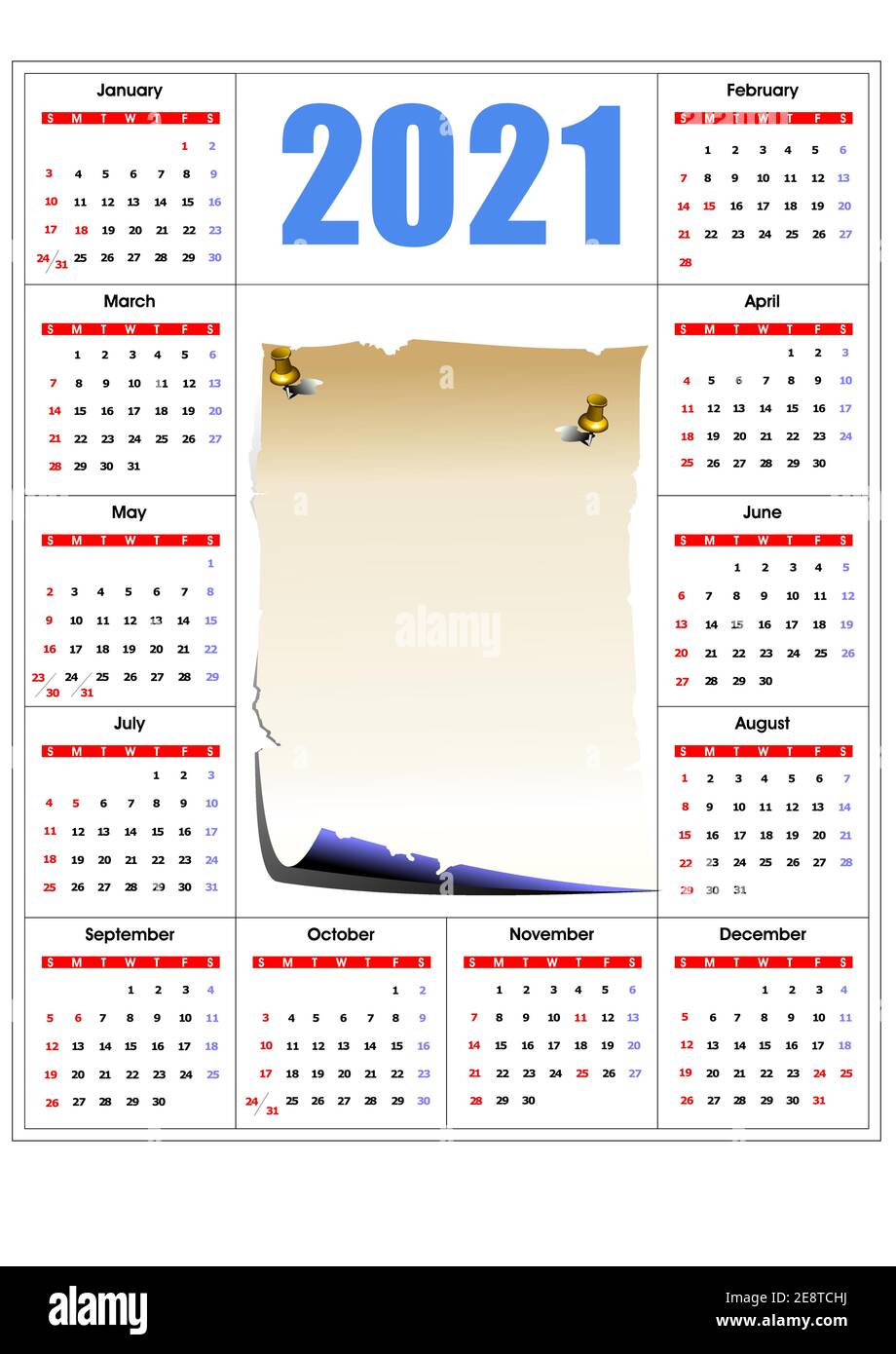 2021 calendar. Can be used as organizer Stock Vector Image & Art - Alamy
