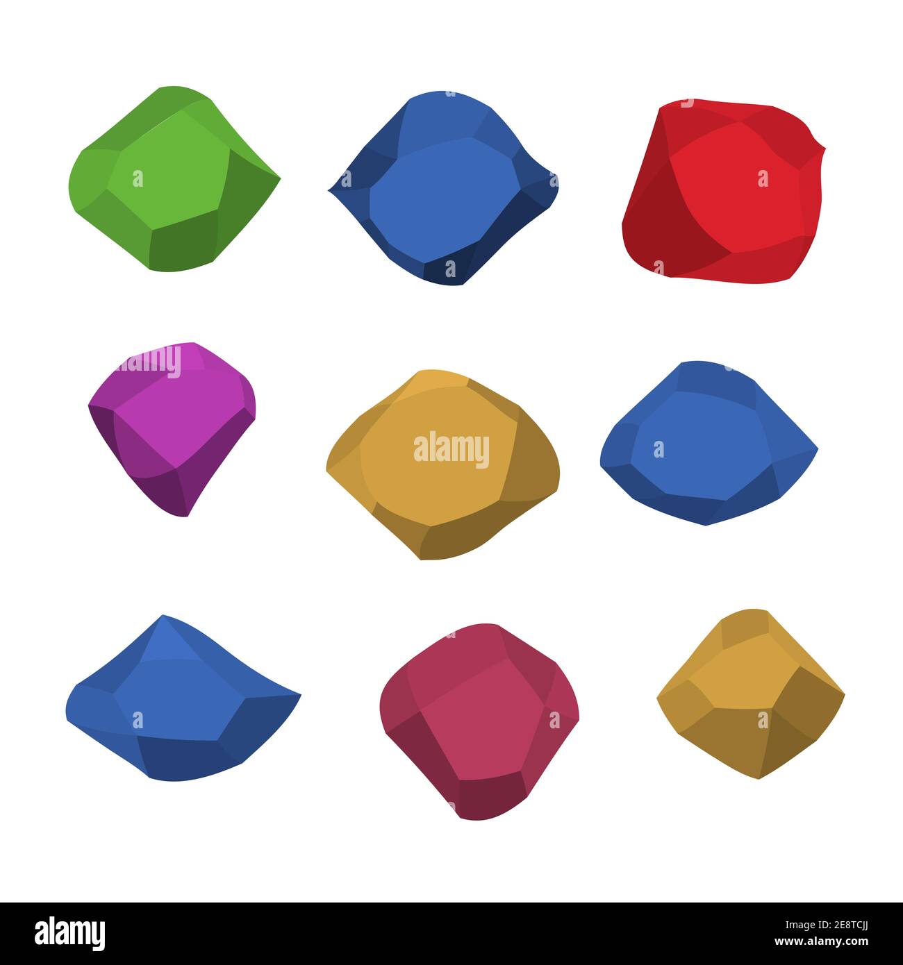 Cartoon stones. Rock stone isometric set. Colorful boulders, natural ...