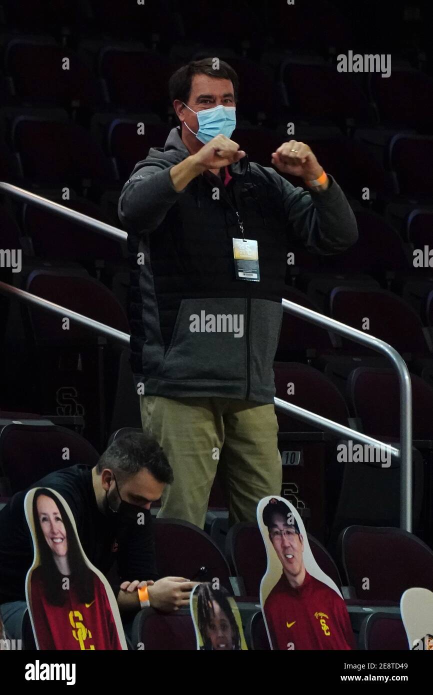 Southern California Trojans athletic director Mike Bohn wears a face ...