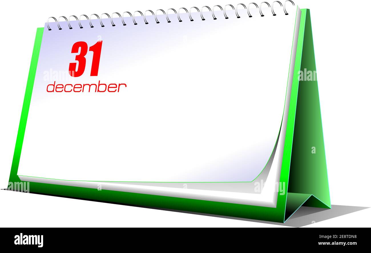 Vector illustration of desk calendar. 31 december. New Year night Stock ...
