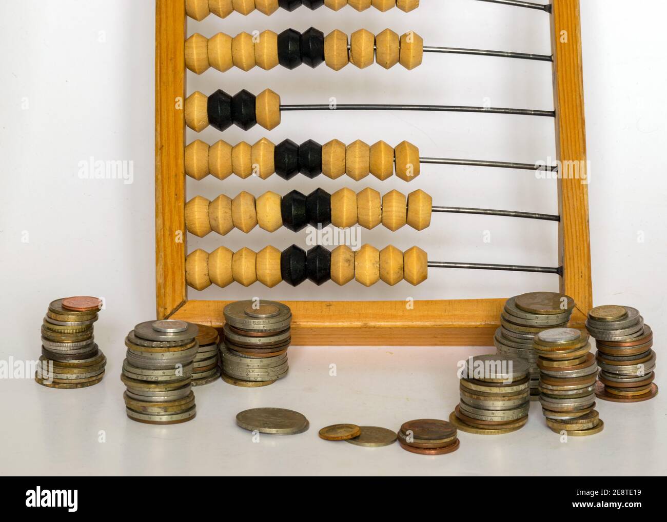 photography with various shapes, countries and values of old metal ...