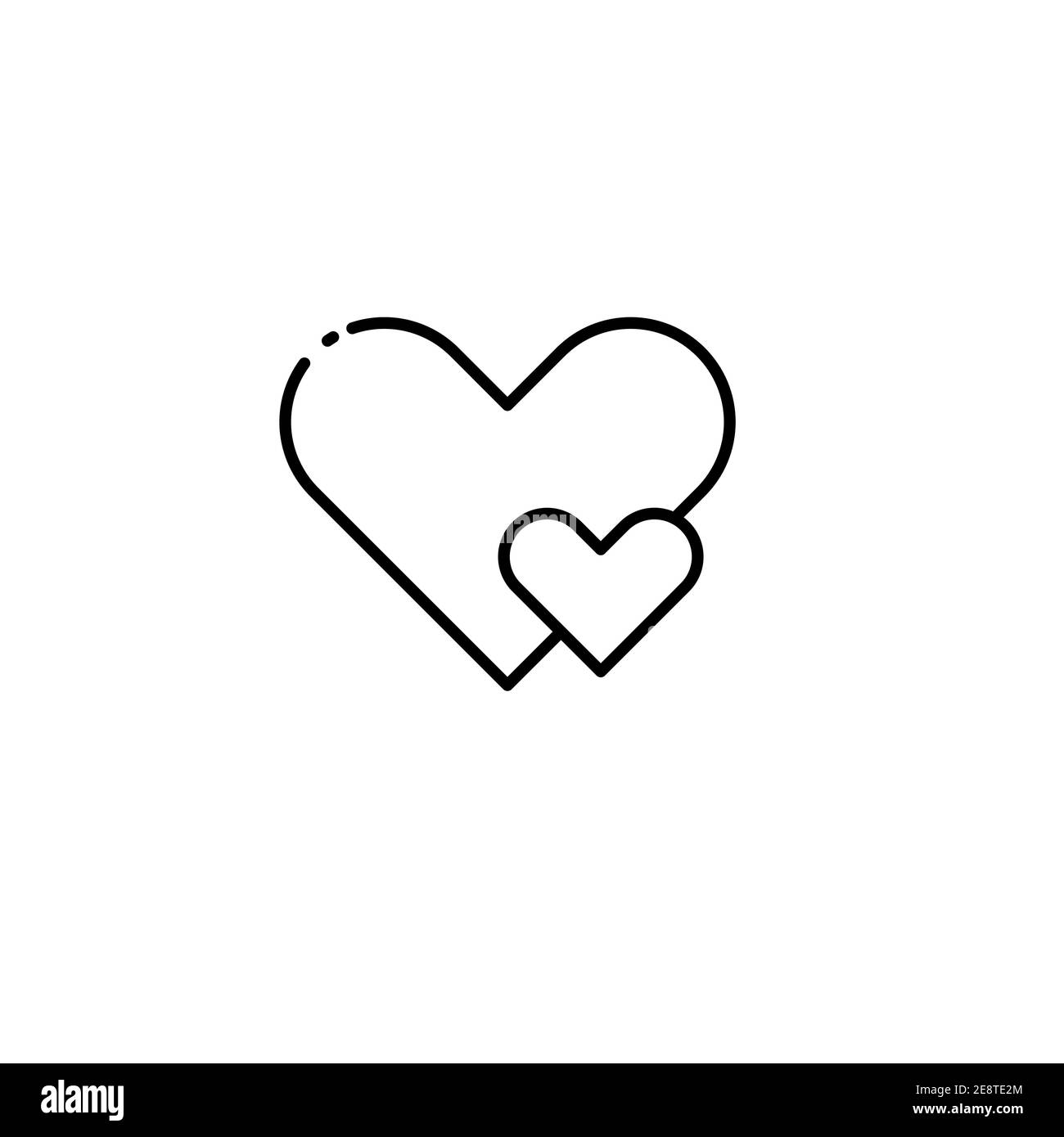 Love hearts icon. Lovers sign. Couple relationships. Linear outline ...
