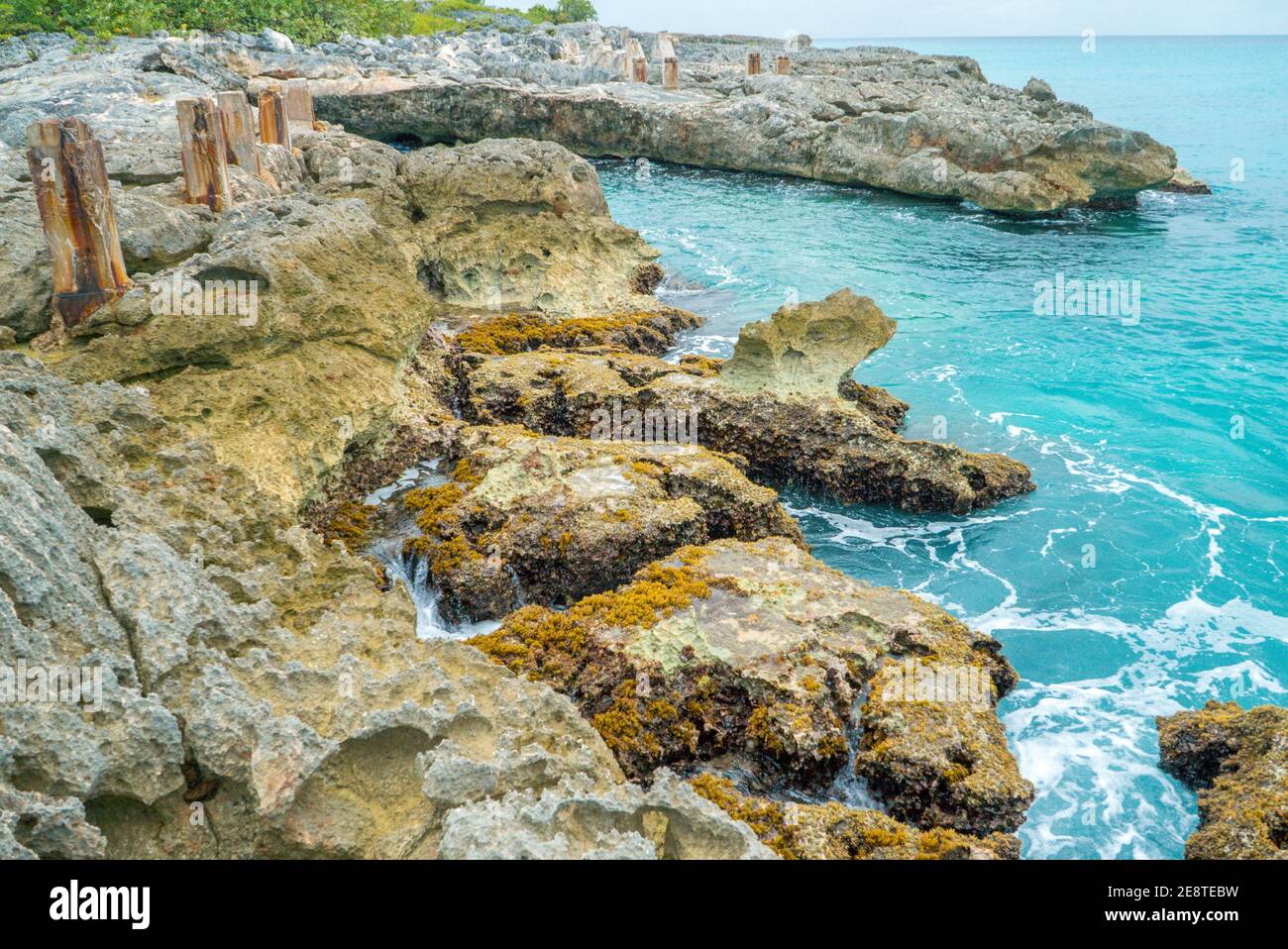 Atlantic ocean coast landscape. Aerial view of the Caribbean sea and ...