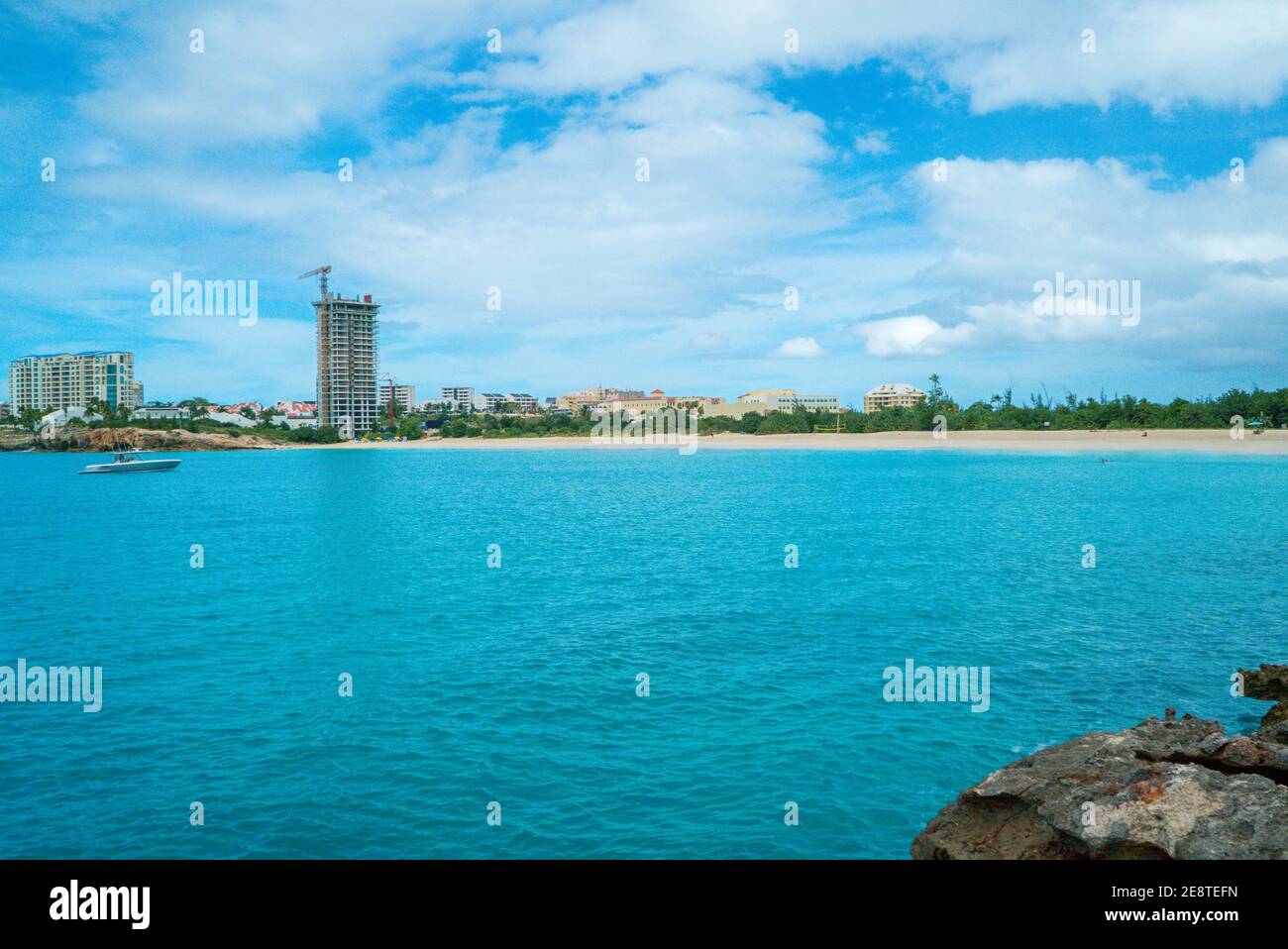 The Caribbean island of St.Maarten landscape and Cityscape. The French ...
