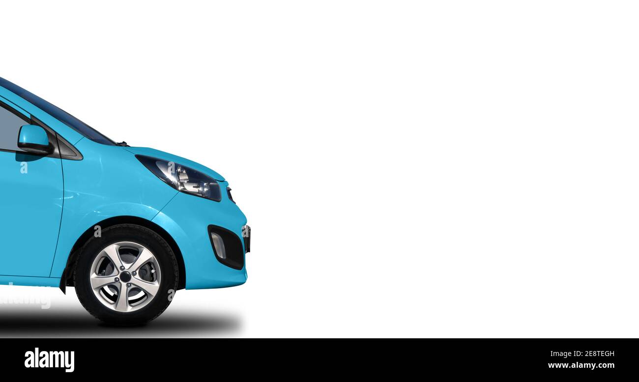 Blue car isolated on the white background Stock Photo - Alamy