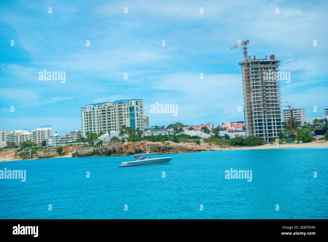 The Caribbean island of St.Maarten landscape and Cityscape. The French ...