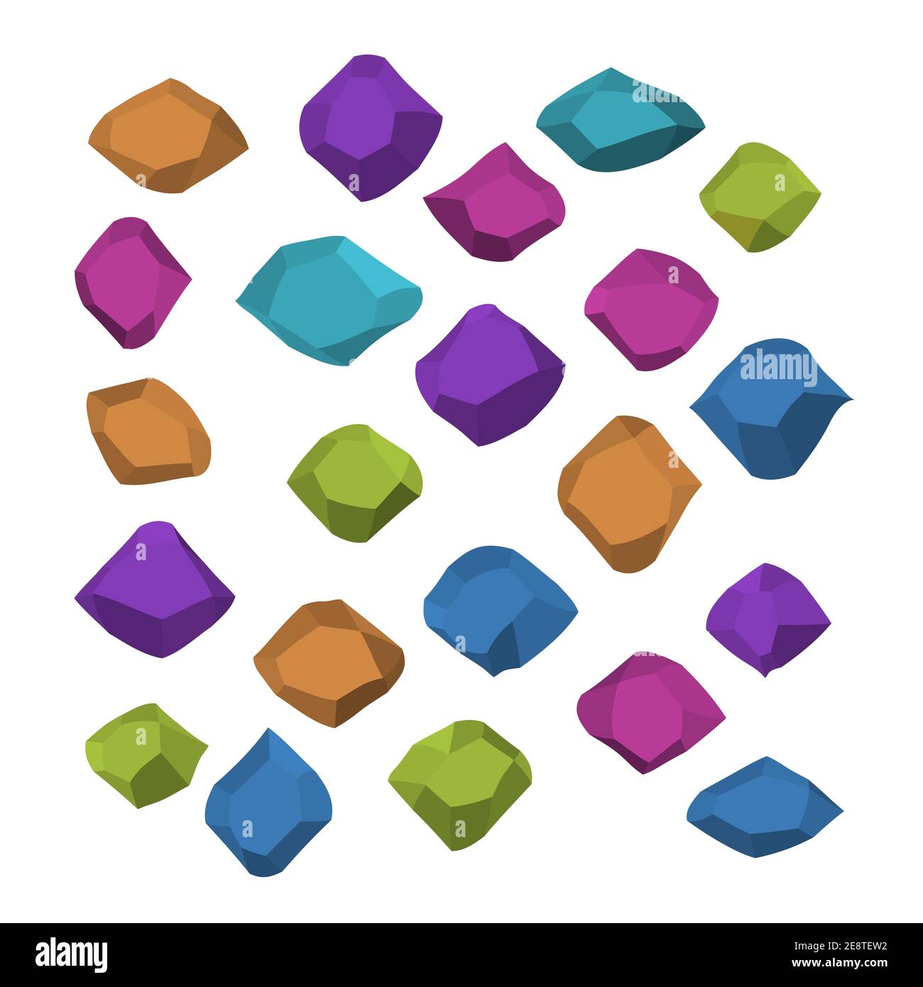 Cartoon stones. Rock stone isometric set. Colorful boulders, natural ...