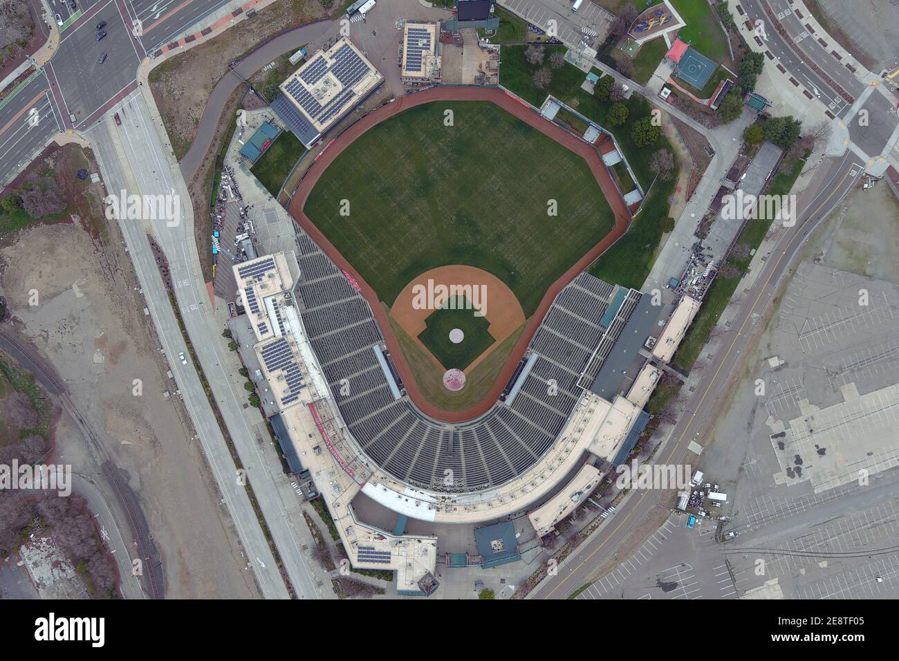An aerial view of Sutter Health Park, Sunday, Jan. 24, 2021, in West ...