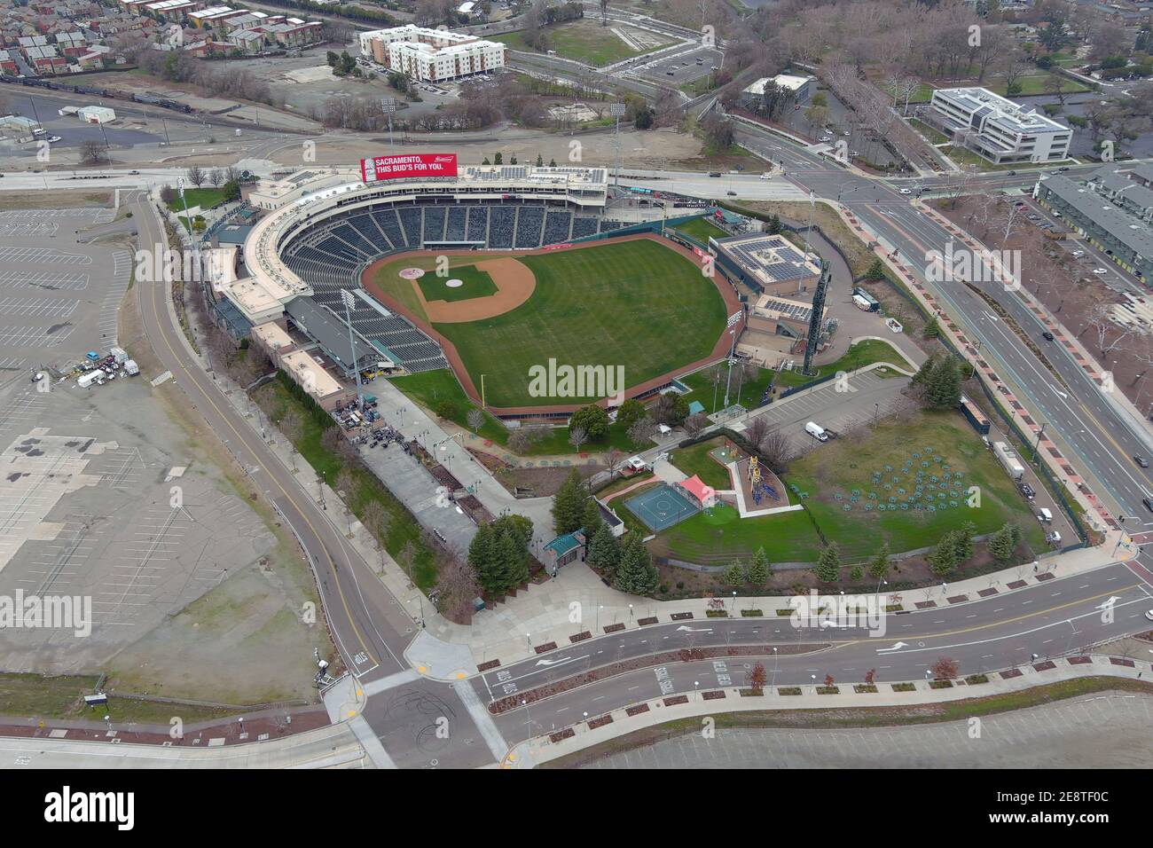 An aerial view of Sutter Health Park, Sunday, Jan. 24, 2021, in West ...