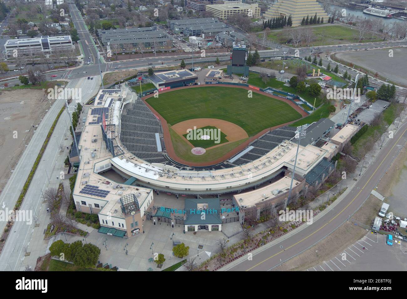 An aerial view of Sutter Health Park, Sunday, Jan. 24, 2021, in West ...
