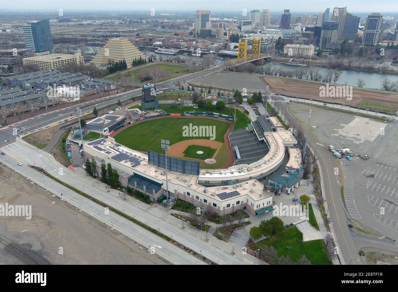 An aerial view of Sutter Health Park, Sunday, Jan. 24, 2021, in West ...