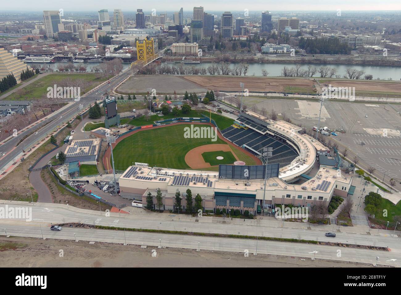 An aerial view of Sutter Health Park, Sunday, Jan. 24, 2021, in West ...