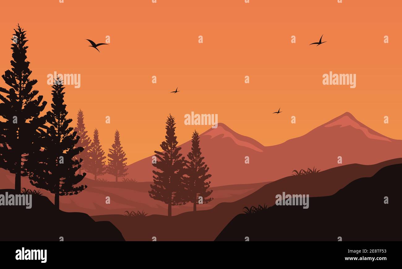 Warm afternoon with nice nature scenic. Vector illustration of a city ...