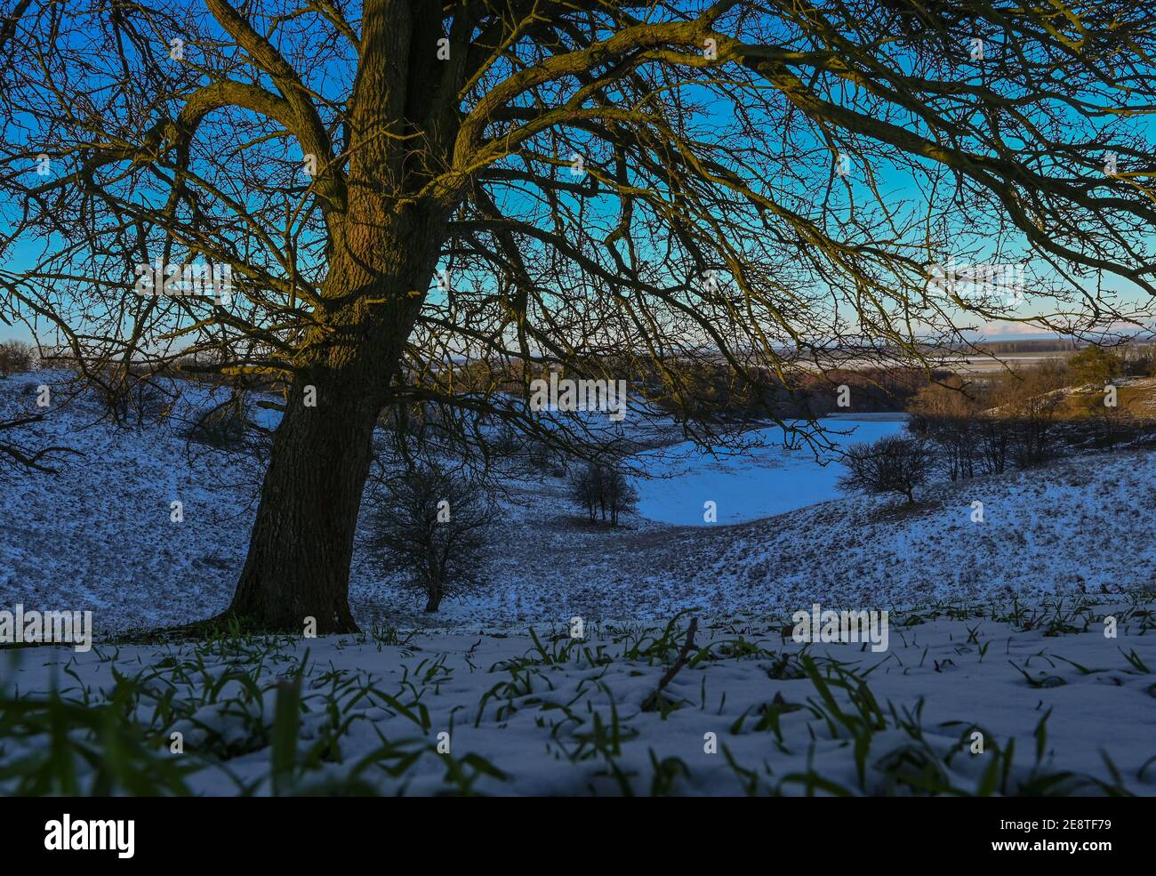 Mallnow, Germany. 30th Jan, 2021. A little snow lies on the slopes at ...