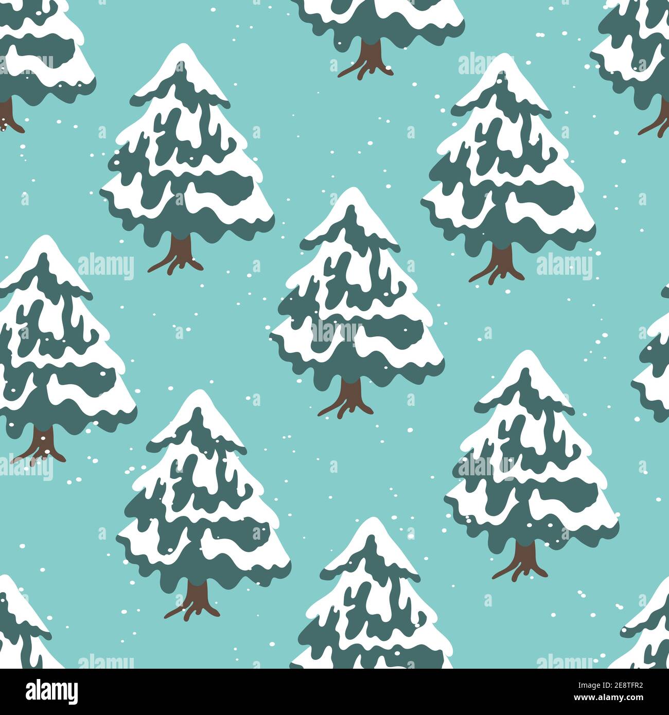 Winter seamless pattern with Christmas tree and snowflakes on color ...