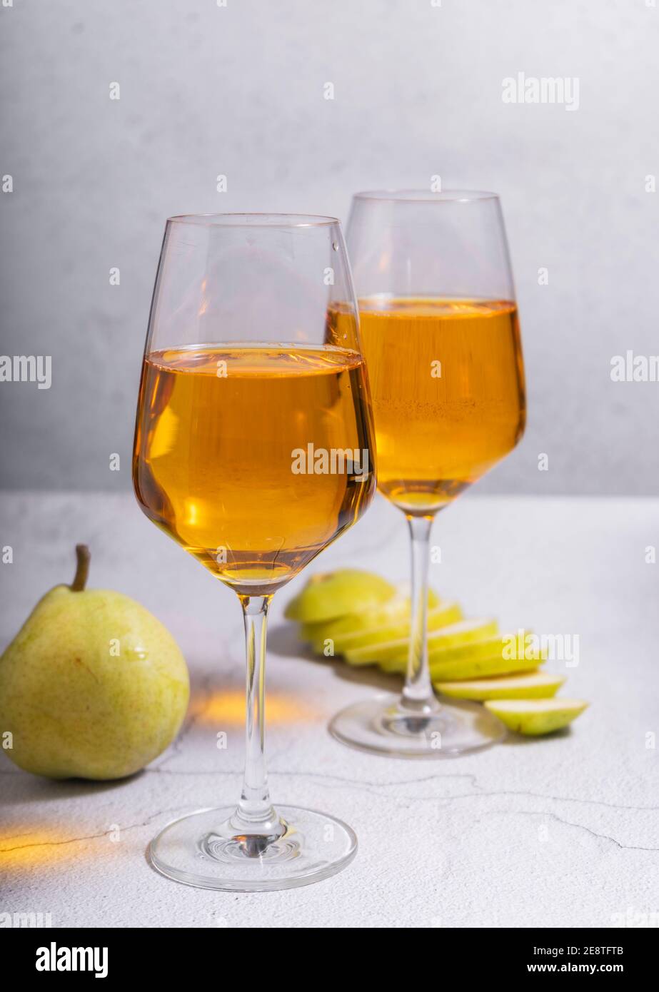 amber or orange wine made from white grapes. in a tall wine glass ...