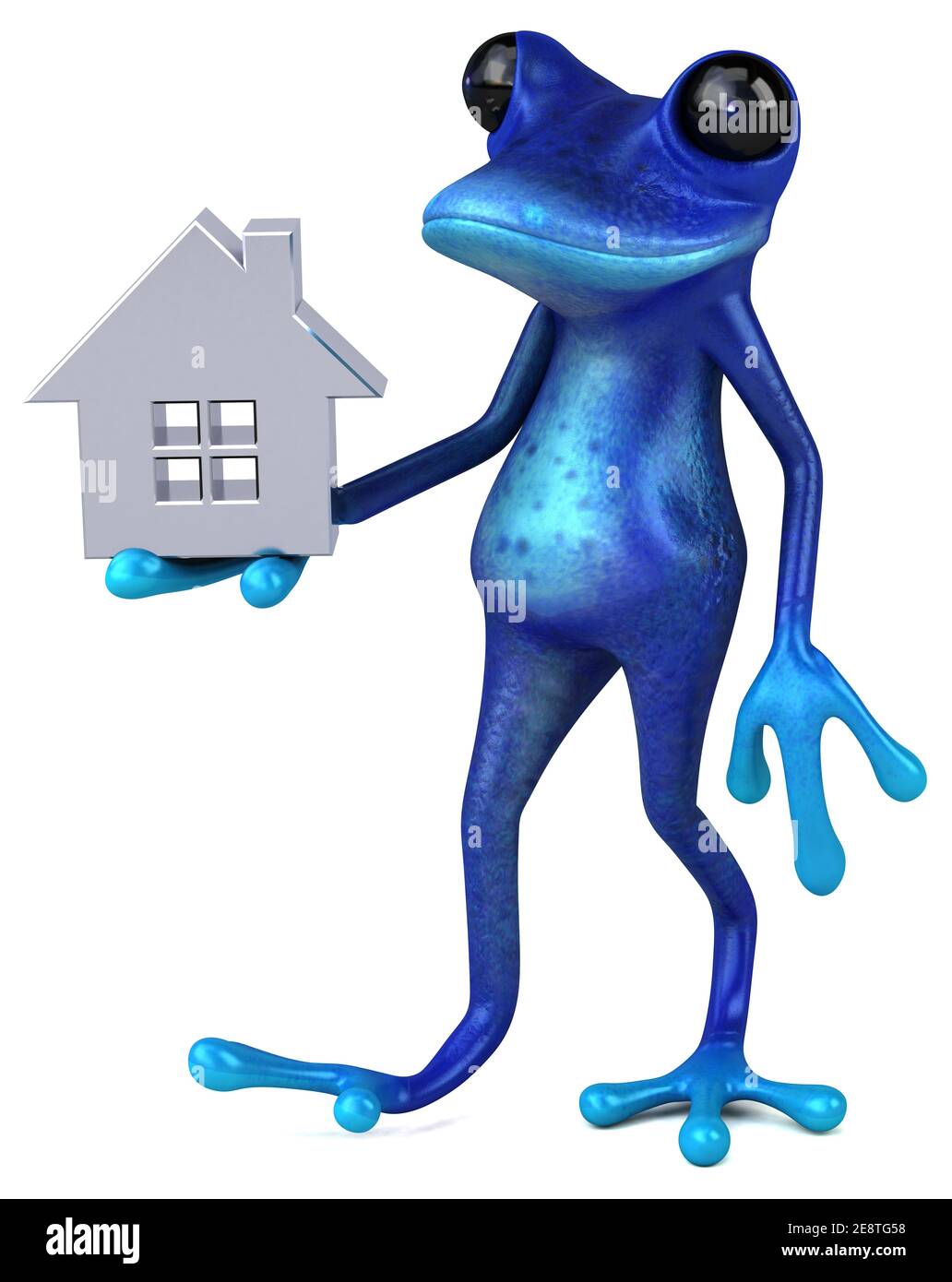 Fun blue frog - 3D Illustration Stock Photo - Alamy