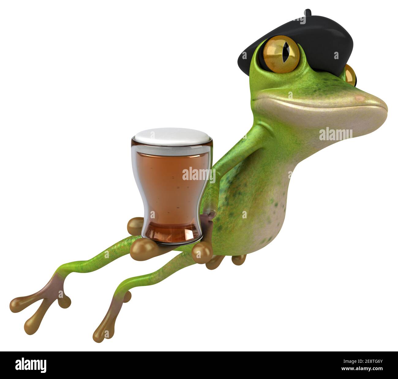 Fun french frog - 3D Illustration Stock Photo - Alamy