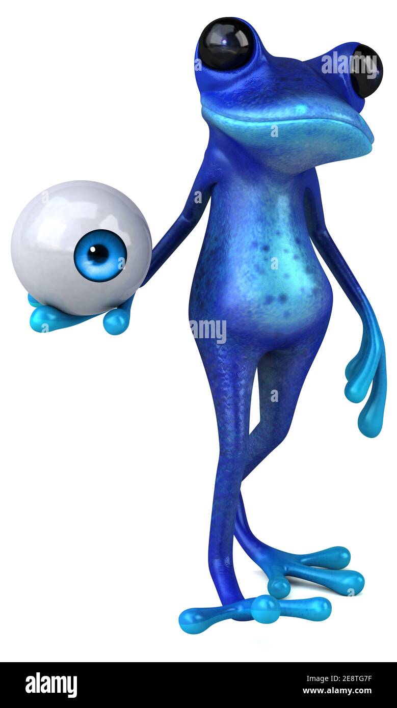 Fun blue frog - 3D Illustration Stock Photo - Alamy