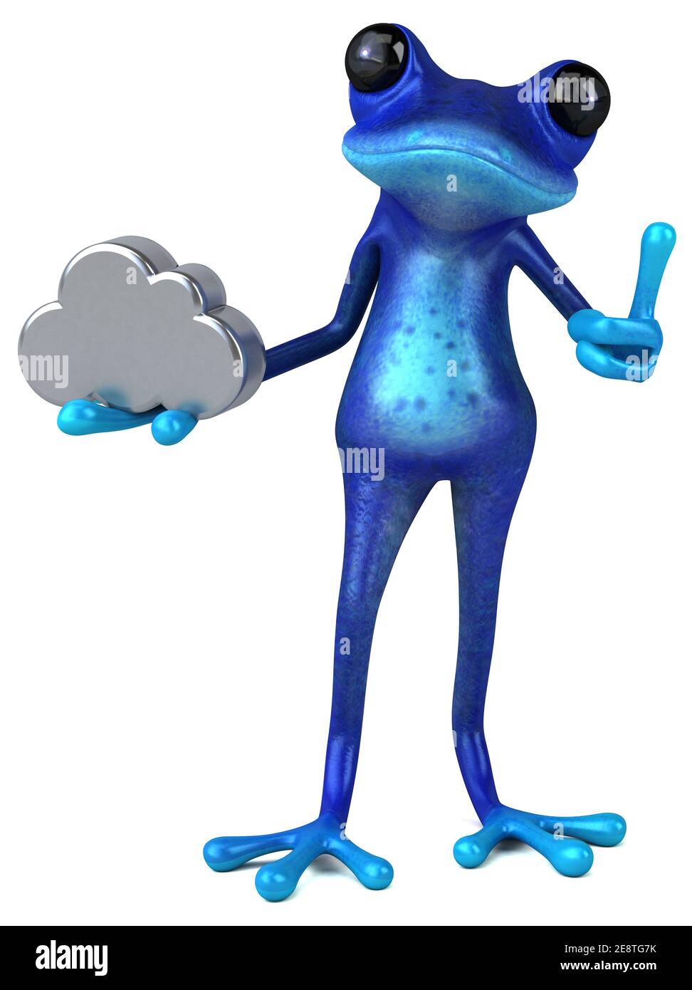 Fun blue frog - 3D Illustration Stock Photo - Alamy