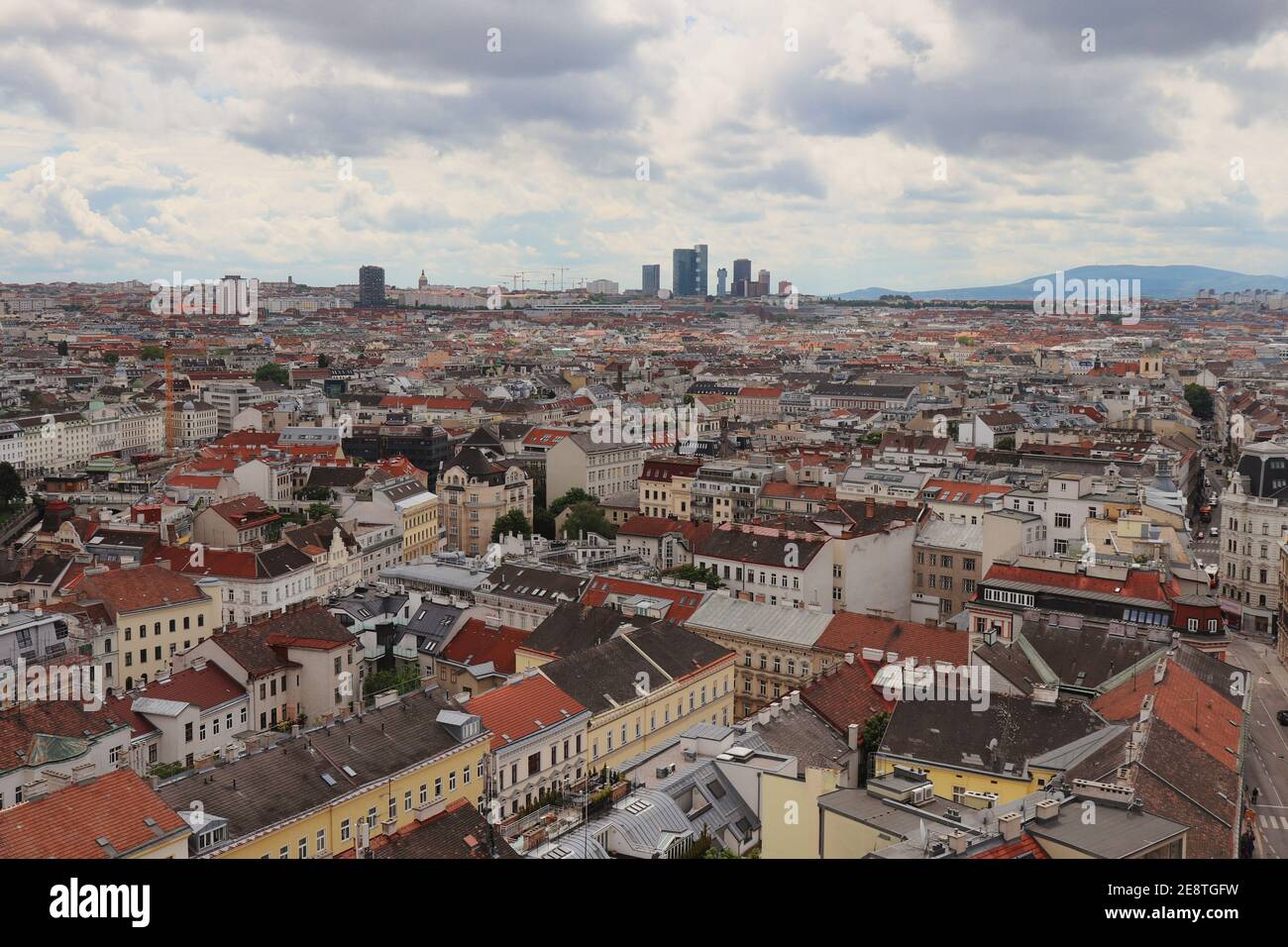 Aerial view of downtown Vienna, Austria on a spring day with ...