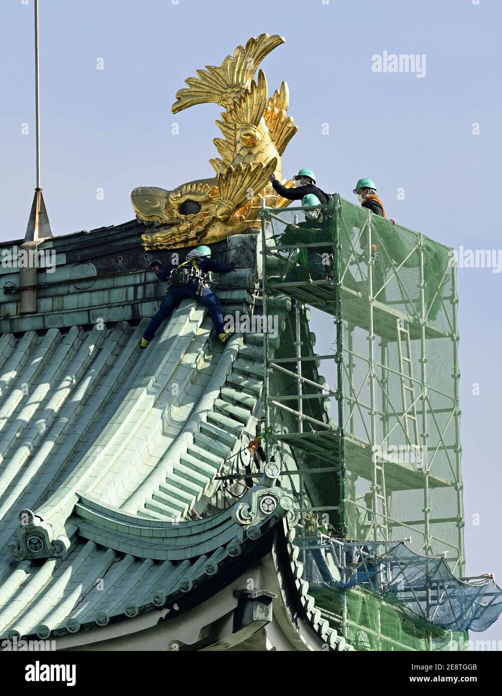 Nagoya Castle, Japan. 1st Feb, 2021. Photo taken on Feb. 1, 2021, shows ...